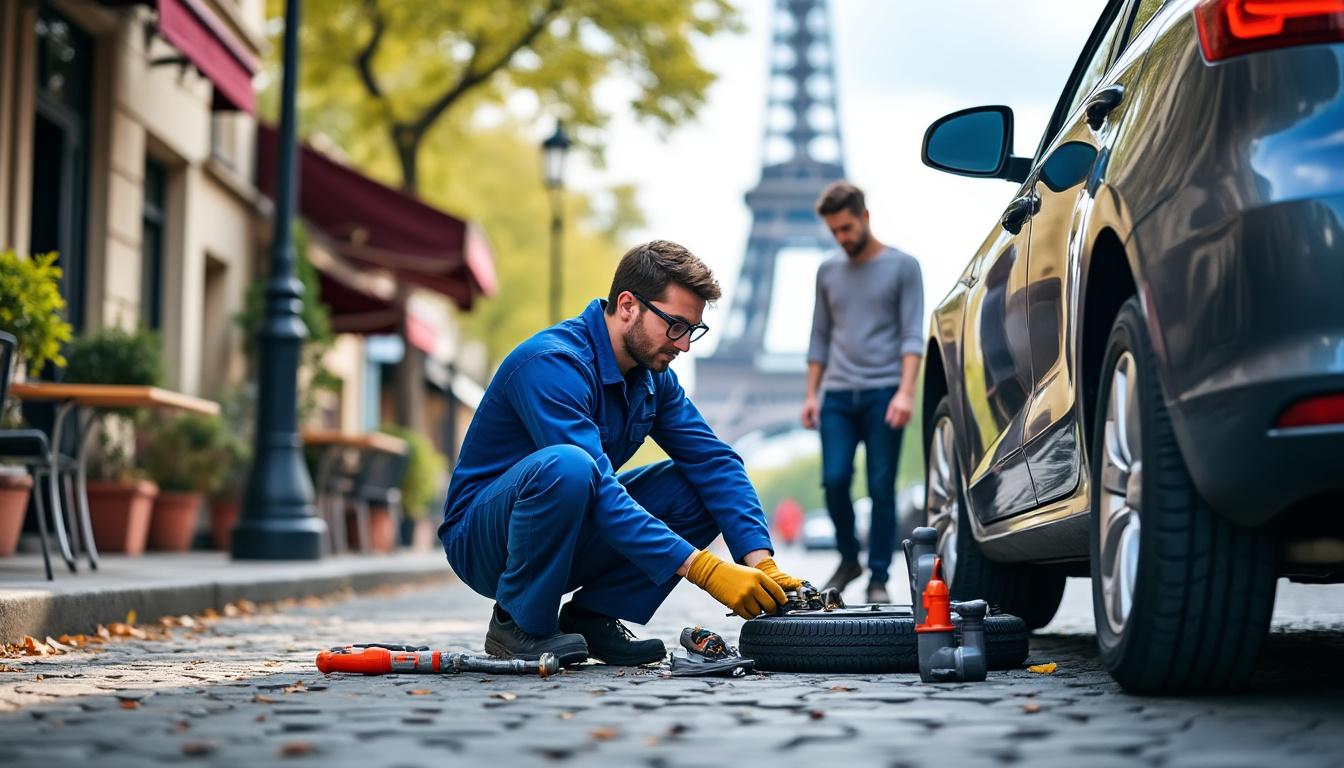 Intervention rapide pour la réparation de pneus crevés à domicile à ...